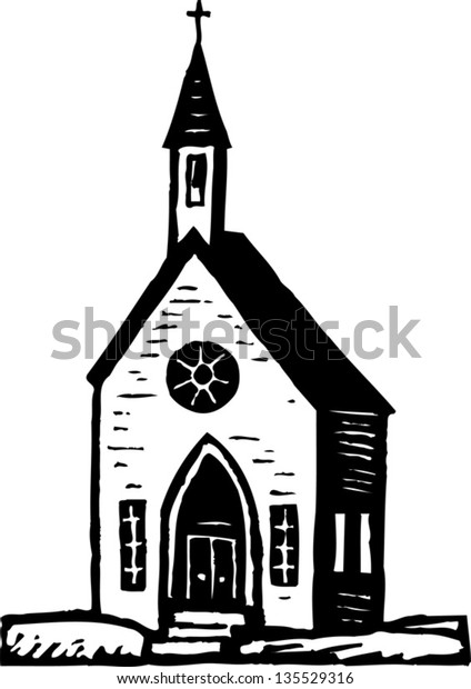 Black White Vector Illustration Church Stock Vector (Royalty Free ...