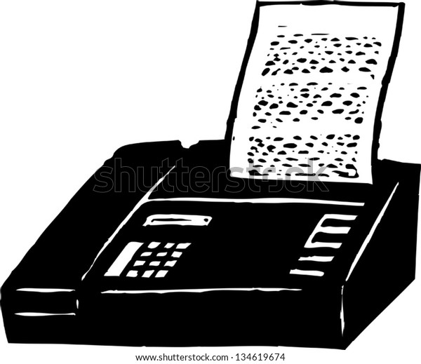Black White Vector Illustration Fax Machine Stock Vector (Royalty Free ...