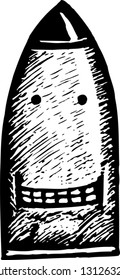 Black White Vector Illustration Funny Missile Stock Vector (Royalty ...