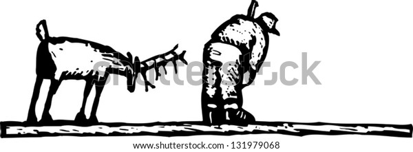 Black White Vector Illustration Hunter Tracking Stock Vector (Royalty ...
