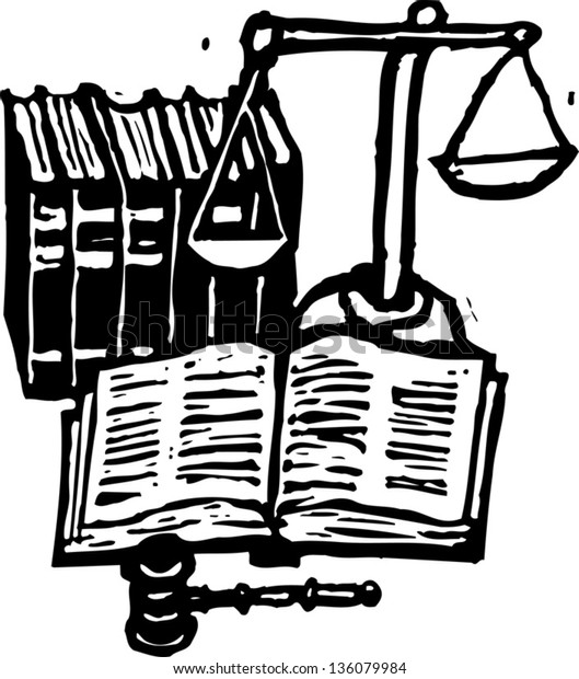 Black White Vector Illustration Judiciary Books: vector de stock (libre ...