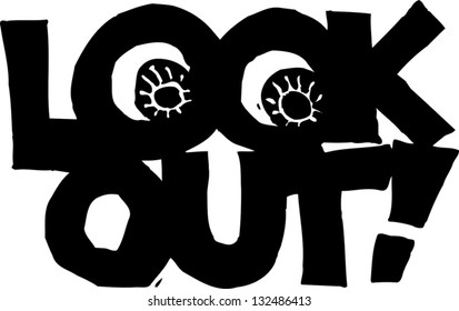 Black White Vector Illustration Look Out Stock Vector (Royalty Free ...