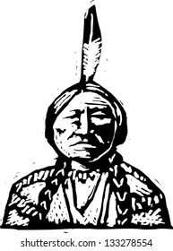 Black White Vector Illustration Native American Stock Vector (Royalty ...