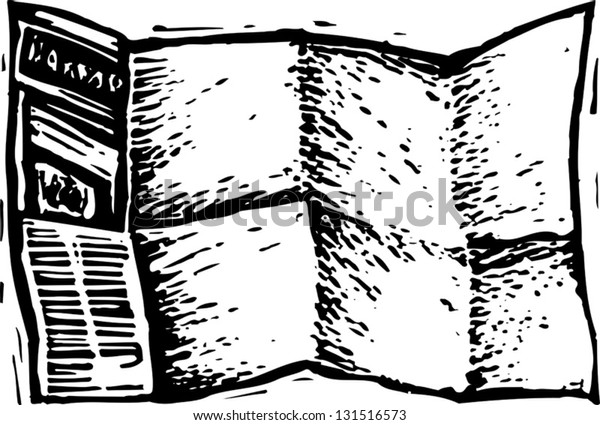 Black White Vector Illustration Open Map: เวกเตอร์สต็อก (ปลอดค่า ...