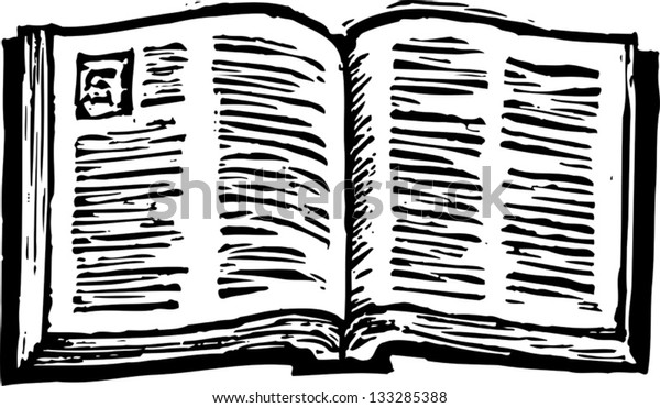 Black White Vector Illustration Open Bible 库存矢量图（免版税）133285388 ...
