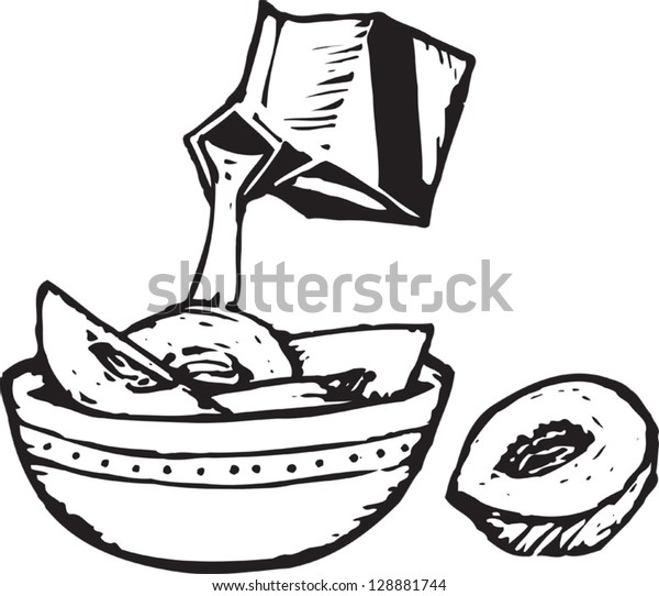 Black White Vector Illustration Peaches: vector de stock (libre de ...
