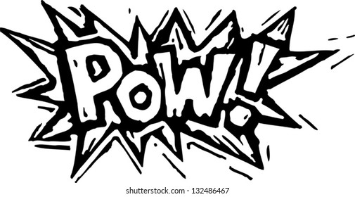 Black White Vector Illustration Pow Word Stock Vector (Royalty Free ...