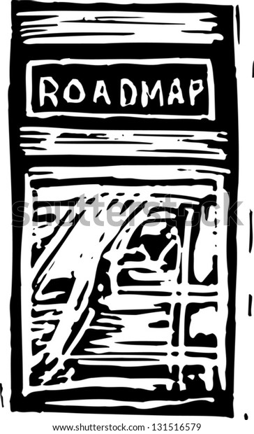 Black White Vector Illustration Road Map: เวกเตอร์สต็อก (ปลอดค่า ...