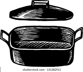 Black White Vector Illustration Roasting Pan: vector de stock (libre de ...