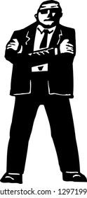Black White Vector Illustration Security Guard Stock Vector (Royalty ...