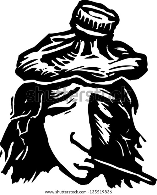 Black White Vector Illustration Sick Woman Stock Vector (Royalty Free ...