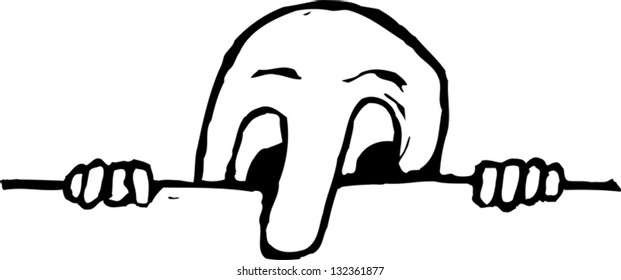 Black White Vector Illustration Sneaky Man Stock Vector (Royalty Free ...
