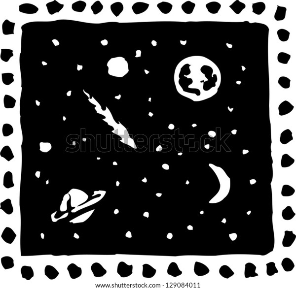 Black White Vector Illustration Solar System Stock Vector (Royalty Free ...