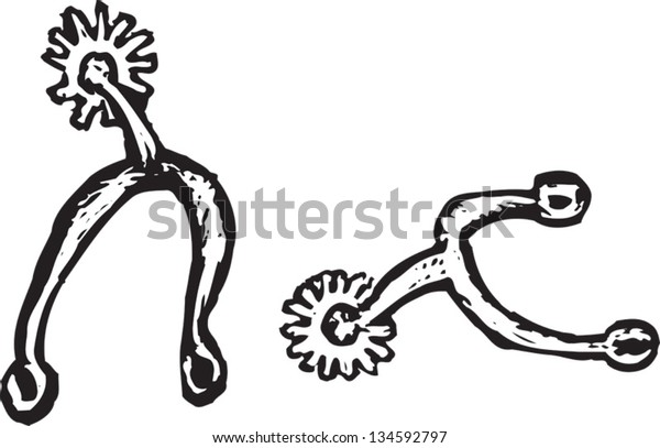 Black White Vector Illustration Spurs Stock Vector (Royalty Free) 134592797