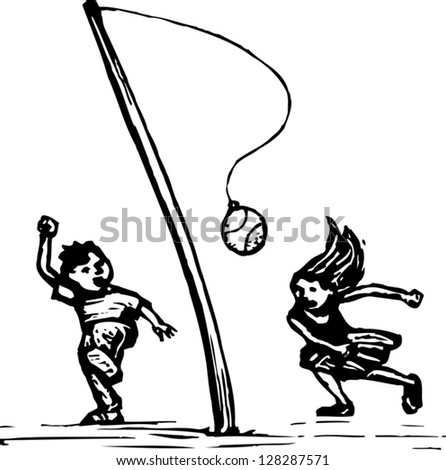 Black White Vector Illustration Tether Ball Stock Vector (Royalty Free ...