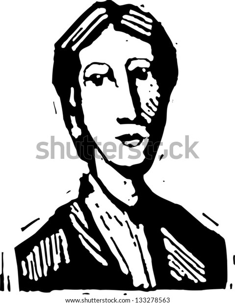 Black White Vector Illustration Virginia Woolf Stock Vector (Royalty ...