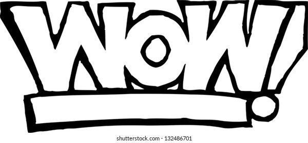 Black White Vector Illustration Wow Word Stock Vector (Royalty Free ...