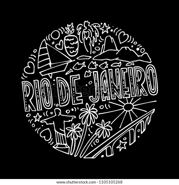 Black White Vector Linear Illustration Rio Stock Vector (Royalty Free ...