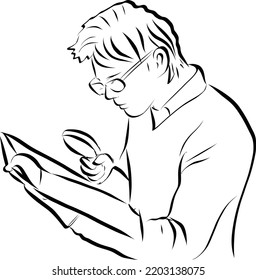 Black White Vector Man Reading Stock Vector (Royalty Free) 2203138075 ...