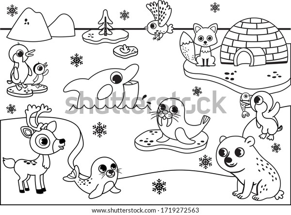 Black White Vector Set Arctic Animals Stock Vector (Royalty Free ...