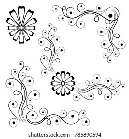 Black White Vectore Curl Florish Vignette Stock Vector (Royalty Free ...