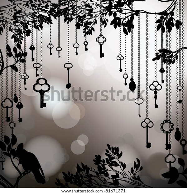 Black White Vintage Background Keys Stock Vector (Royalty Free) 81671371