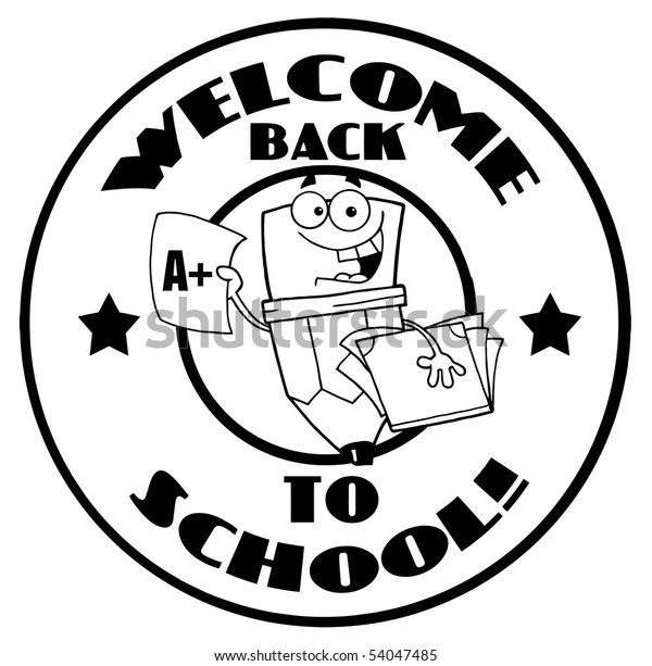 Black White Welcome Back School Pencil Stock Vector (Royalty Free ...