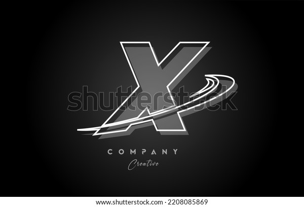 Black White X Line Alphabet Letter Stock Vector (Royalty Free ...