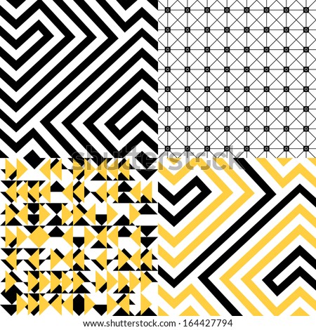 Black White Yellow Geometric Patterns Set Stock Vector (Royalty Free ...