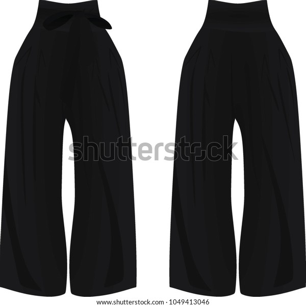 Black Wide Pants Vector Illustration Stock Vector (Royalty Free) 1049413046
