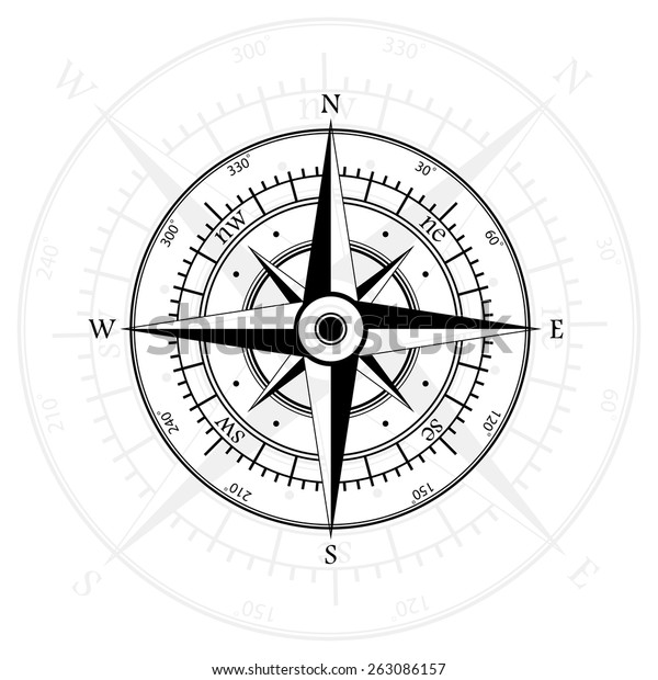 Black Wind Rose Isolated On Gray Stock Vector (Royalty Free) 263086157 ...