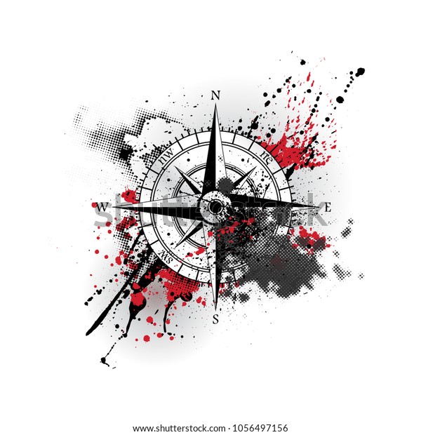 Black Wind Rose Silhouette Different Grunge Stock Vector (Royalty Free ...