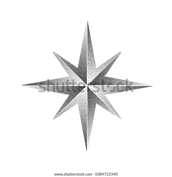 Black Windrose Silhouette Dots Isolated On Stock Vector (Royalty Free ...