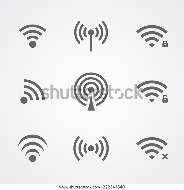 Black Wireless Access Icons Isolated On Stock Vector (Royalty Free ...
