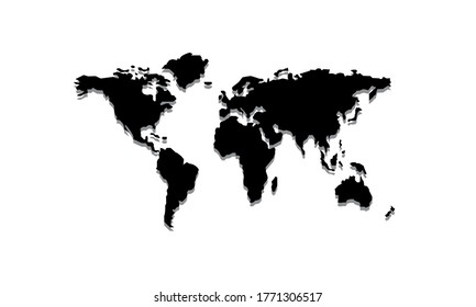 Black World Map 3d Vector Stock Vector (Royalty Free) 1771306517 ...