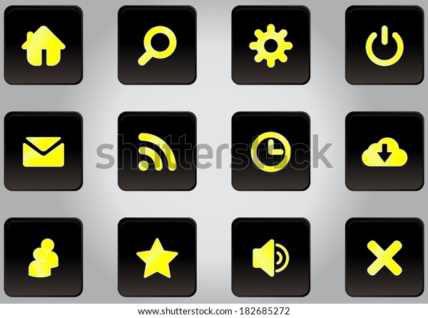 Black Yellow Icons Stock Vector (Royalty Free) 182685272 | Shutterstock