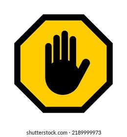 Black Yellow Stop Hand Block Octagon Stock Vector (Royalty Free ...