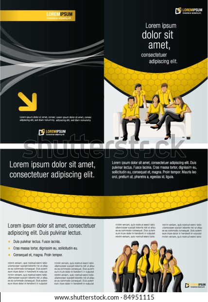Black Yellow Template Advertising Brochure Business Stock Vector ...