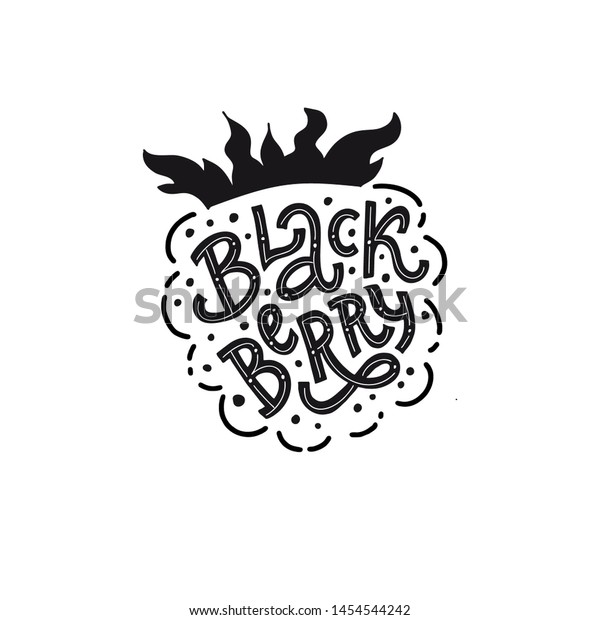 Blackberry Lettering Handdrawn Vector Black White Stock Vector (Royalty ...