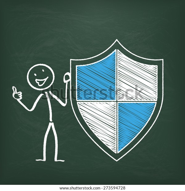Blackboard Stickman Protection Shield Eps 10 Stock Vector (Royalty Free ...