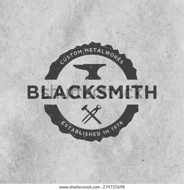 Blacksmith Emblem Grunge Texture On Old Stock Vector (Royalty Free ...