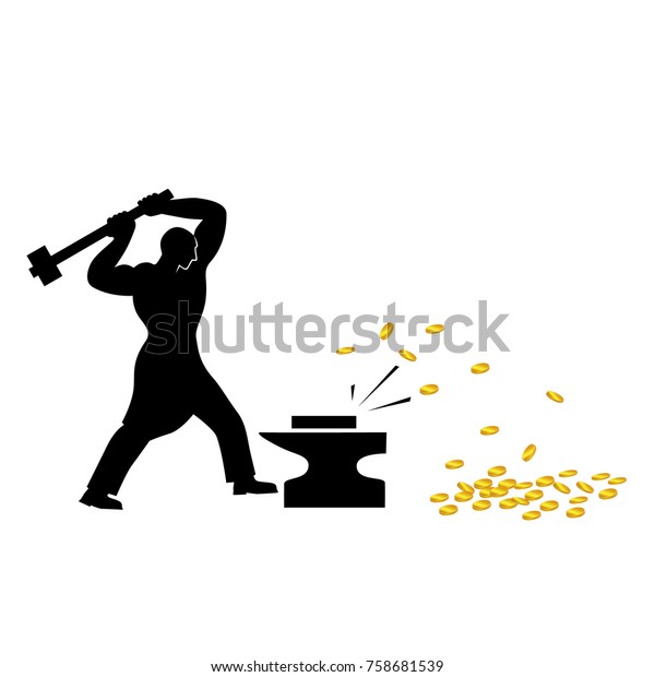 Blacksmith Symbol Forge Gold Coins Vector Stock Vector (Royalty Free ...