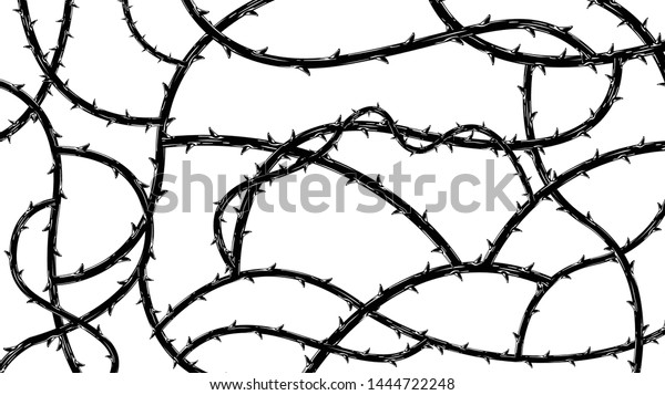Blackthorn Branches Thorns Stylish Endless Background Stock Vector ...