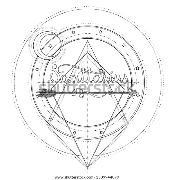 Blackwork Tattoo Flash Sacred Geometry Arrow Stock Vector (Royalty Free ...