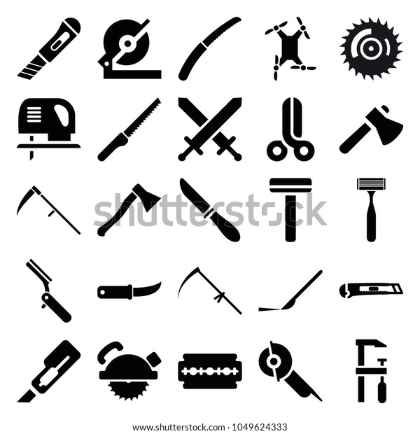 Blade Icons Set 25 Editable Filled Stock Vector (Royalty Free ...