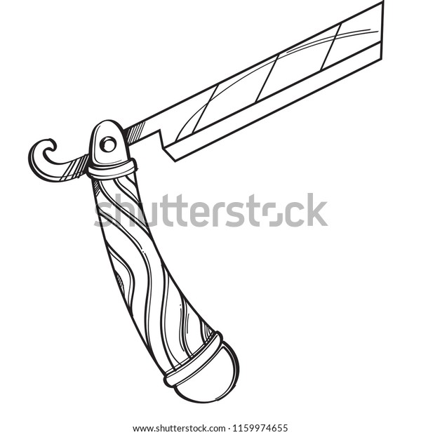 Blade Shaving Illustration Coloring Template Tattoo Stock Vector ...
