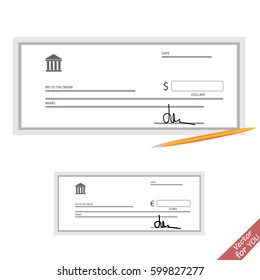 Blank Bank Check Template Stock Vector (Royalty Free) 599827277 ...