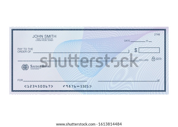 Blank Bank Cheque Abstract Watermark Personal Stock Vector (Royalty ...
