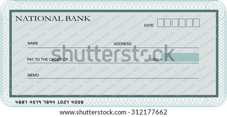 Blank Bank Cheque Template stockvector (rechtenvrij) 312177662 ...