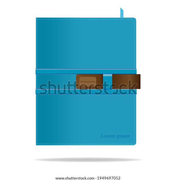 Blank Blue Leather Notebook Mockup Template Stock Vector (Royalty Free ...